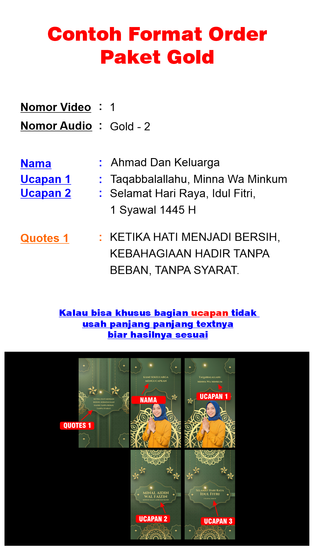 Cara Isi format Order Ucapan Lebaran – Creative Visuale